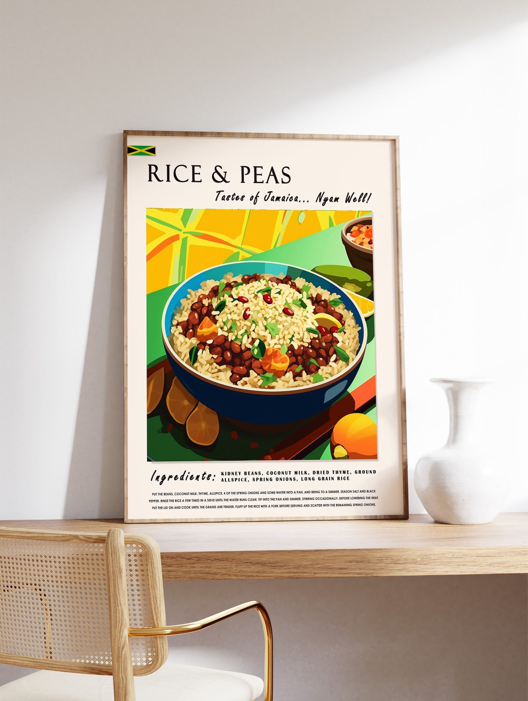 Rice and Peas Jamaican Food Poster, Caribbean Food Print, Jamaican Food ...