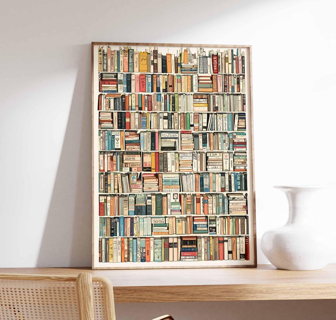 Vintage Library Poster, Book Art, Reading Poster, Book Lovers Gift ...