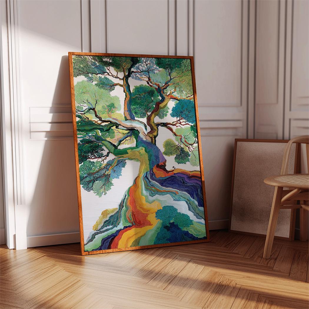 Colorful Abstract Tree Poster, Modern Nature Wall Art Print, Vibrant ...