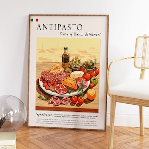 Antipasto Food Poster, Italian Food Print, Italy Food Poster, Kitchen ...