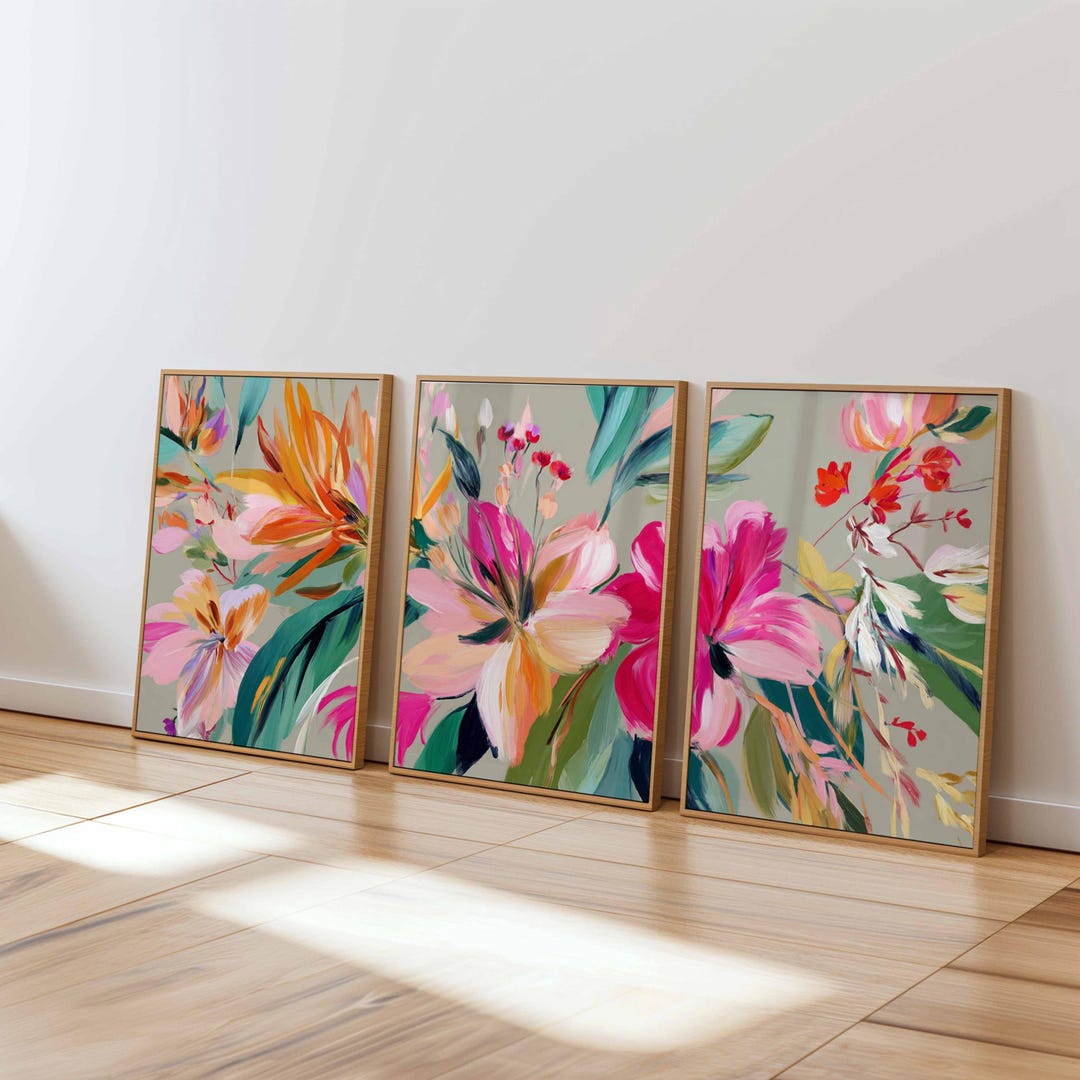 Abstract Floral Print Set, Modern Botanical Art, Colorful Home Decor - Etsy