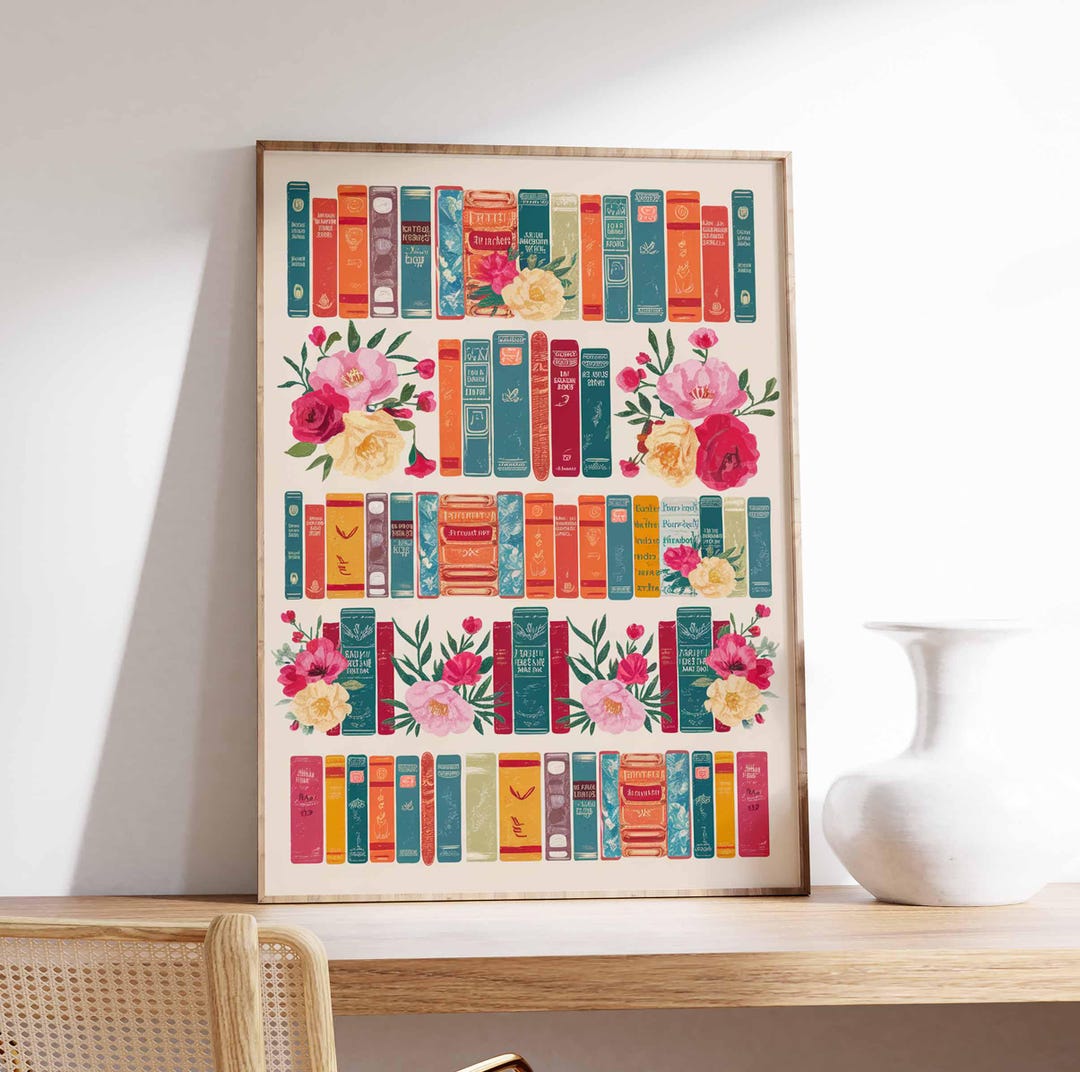 Vintage Library Poster, Book Art, Reading Poster, Book Lovers Gift ...