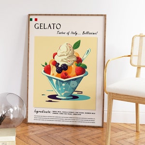Gelato Poster, Italian Food Art, Ice Cream Food Poster, Kitchen Decor ...
