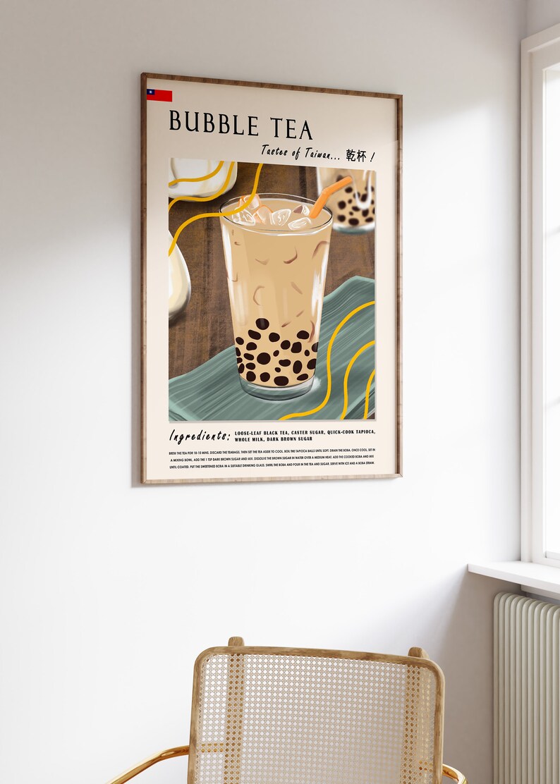 Bubble Tea Poster Tea Art Asian Print Asian Art. Kitchen - Etsy