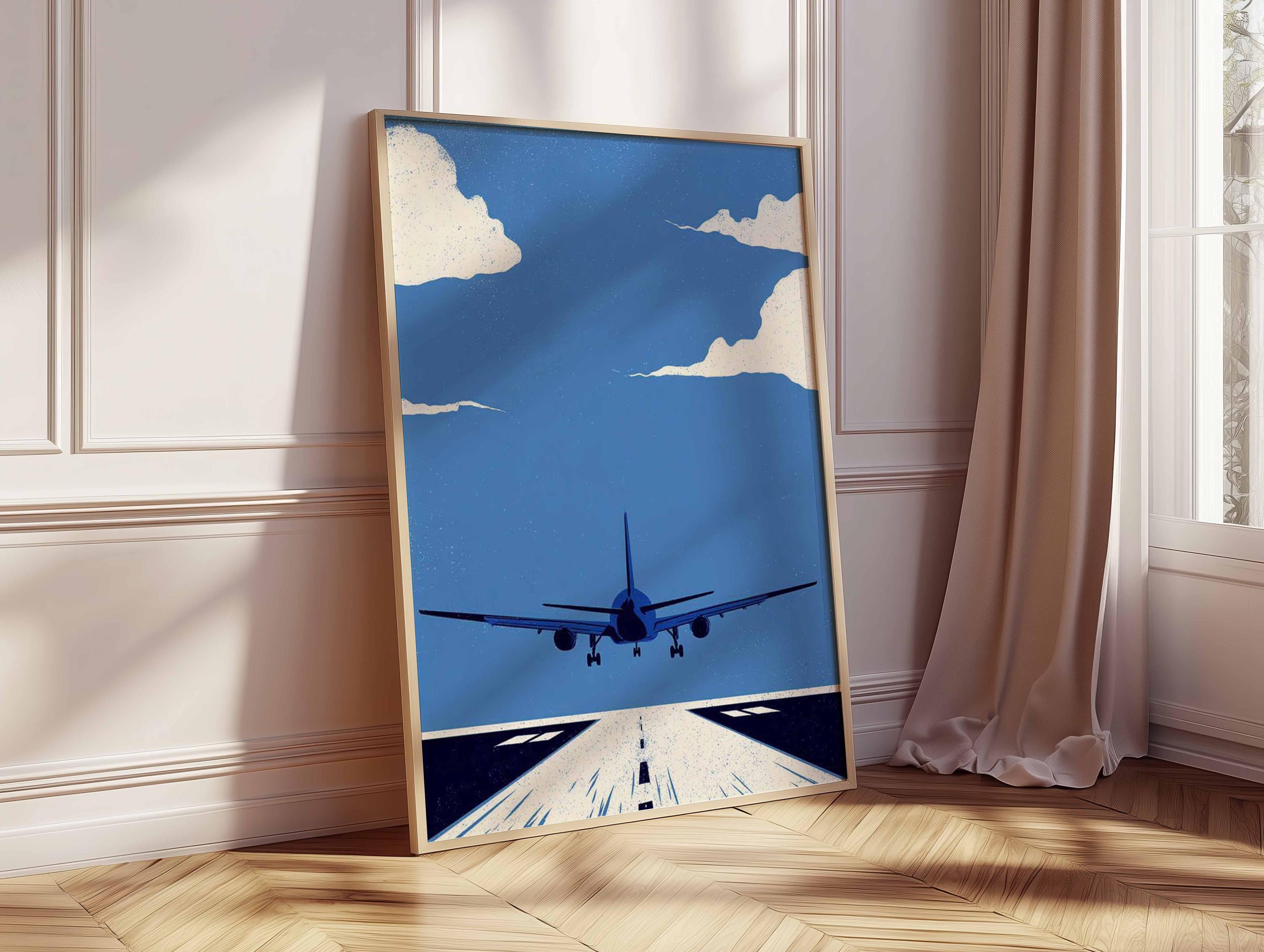 Airplane Takeoff Poster, Aviation Wall Art, Modern Aircraft Print ...