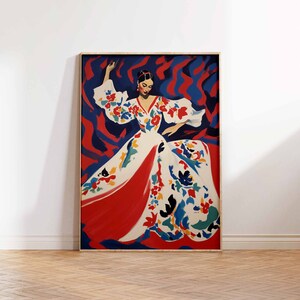 Vintage Spanish Flamenco Dancer Floral Poster, Latin American Art - Etsy