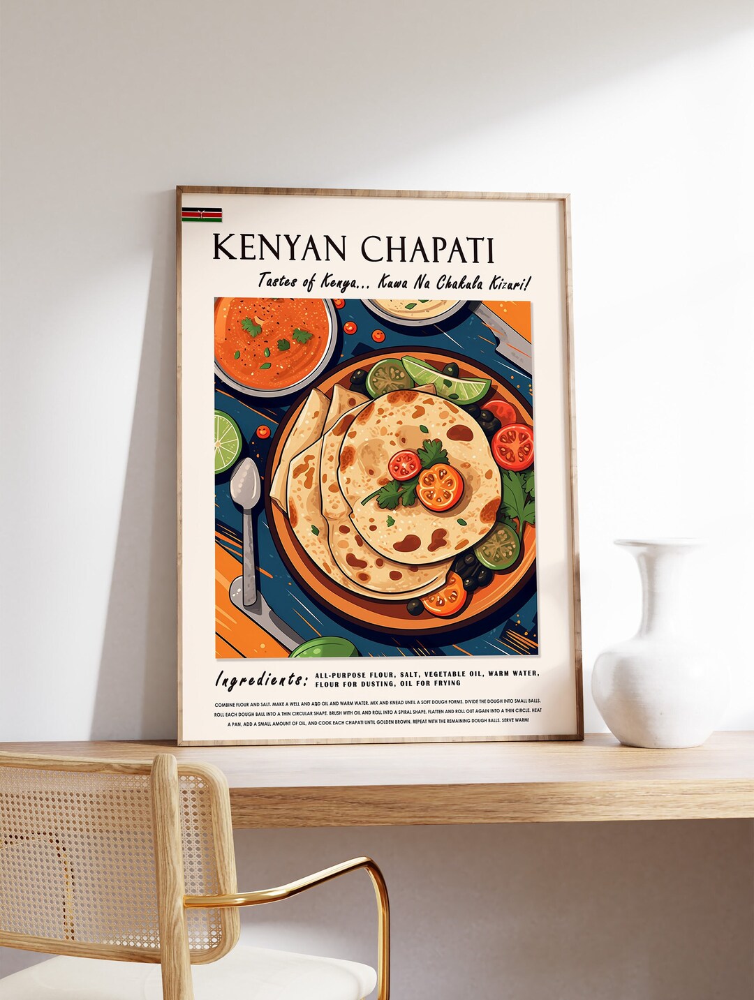 Kenyan Chapati Bread Food Poster, Kenyan Food Print, African Food Art ...
