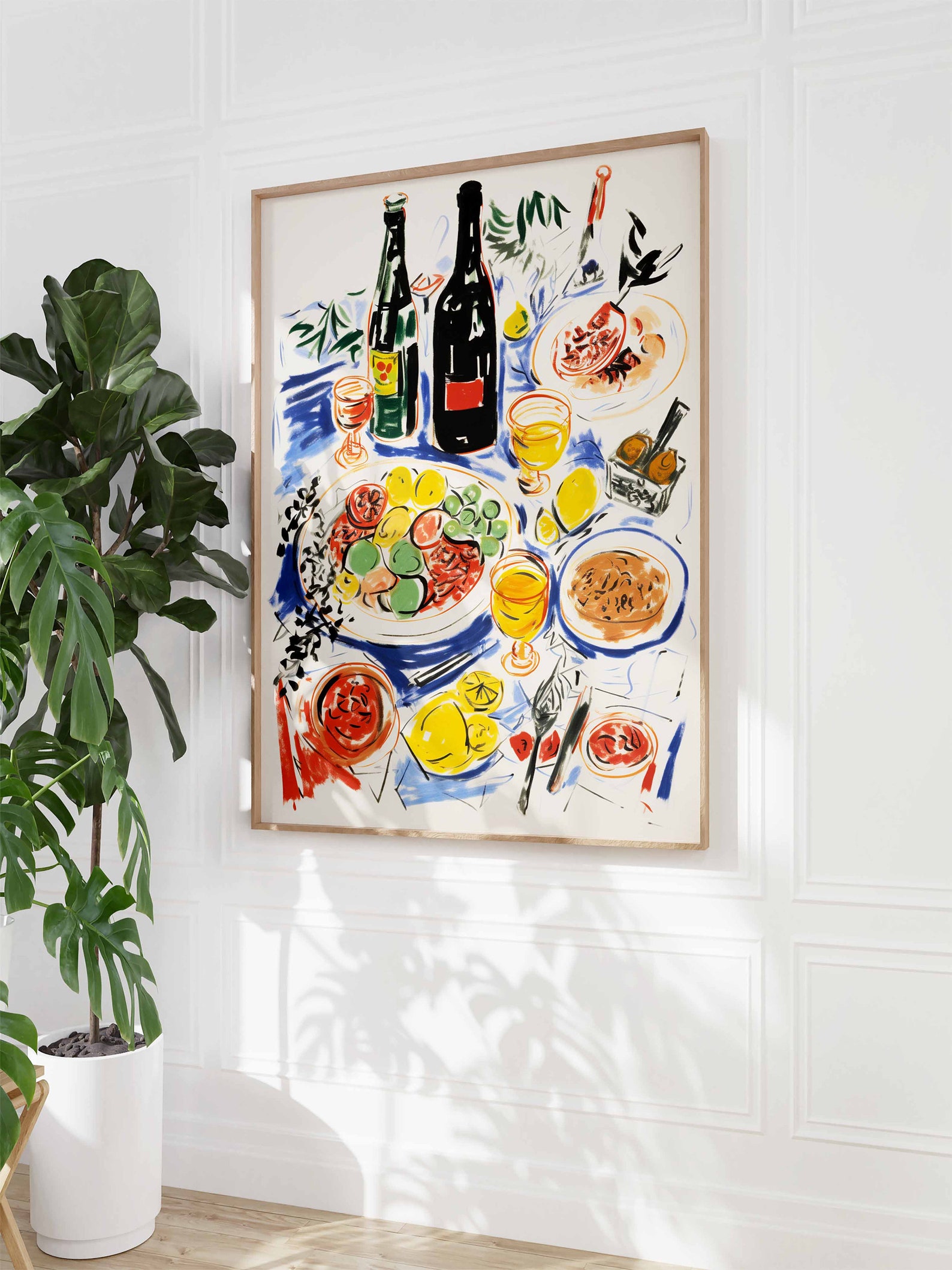 Retro Dinner Party Food Poster, Vintage Kitchen Illustration Art - Etsy