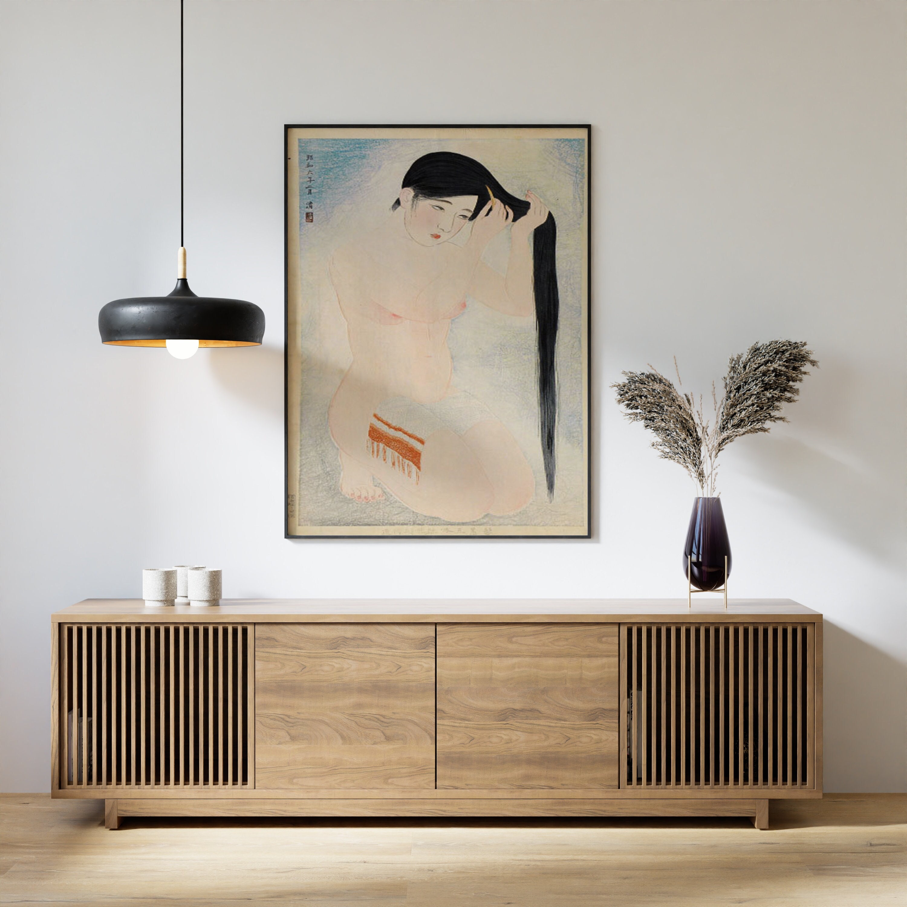 Vintage Japanese Nude Illustration Art Print Japanese Decor Japanese