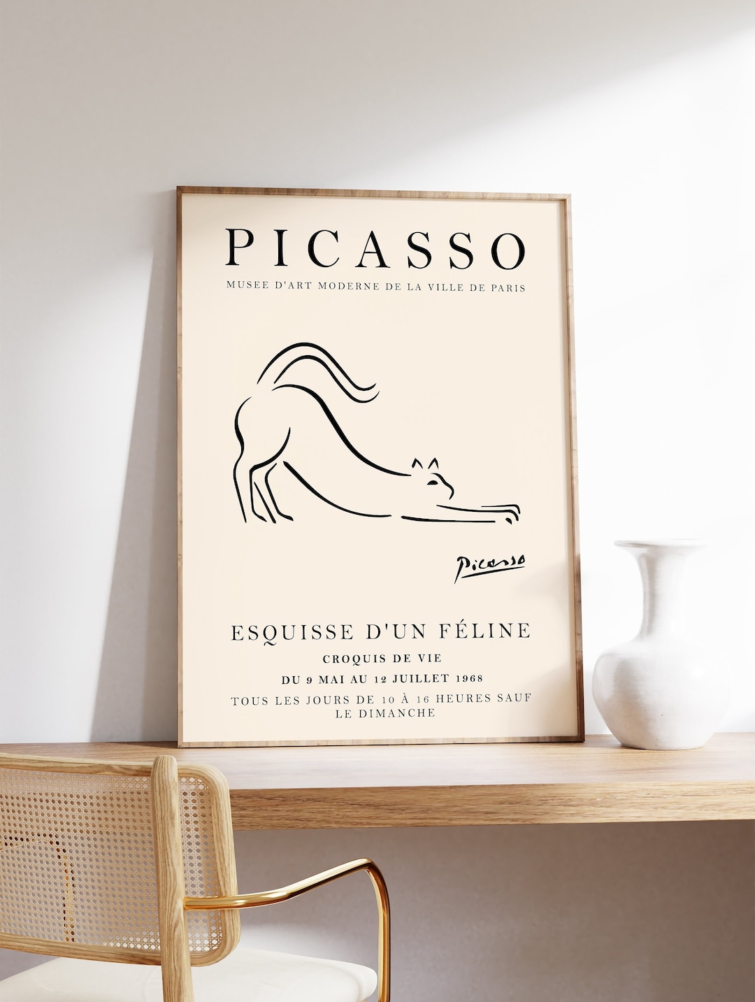Picasso Exhibition Poster, the Cat, Cat Poster, Cat Print, Vintage ...