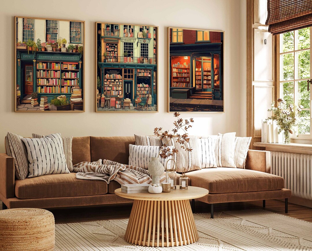 Vintage Book Store Set of 3 Prints, Book Shop Print, Book Lovers Gift ...