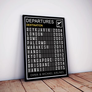 Personalised Custom Travel Poster, Departure Board, Airport Travel ...
