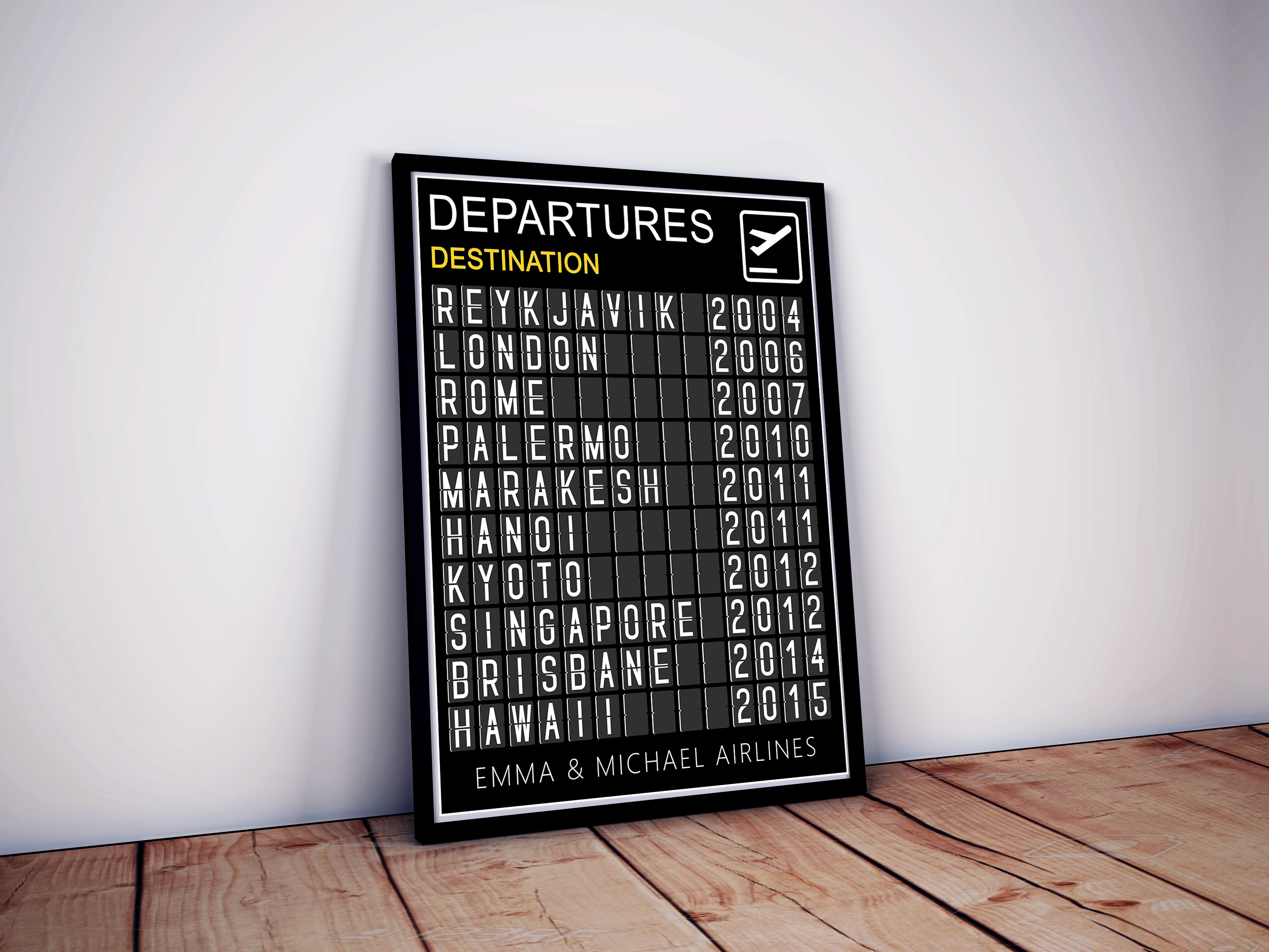 Personalised Custom Travel Poster, Departure Board, Airport Travel ...
