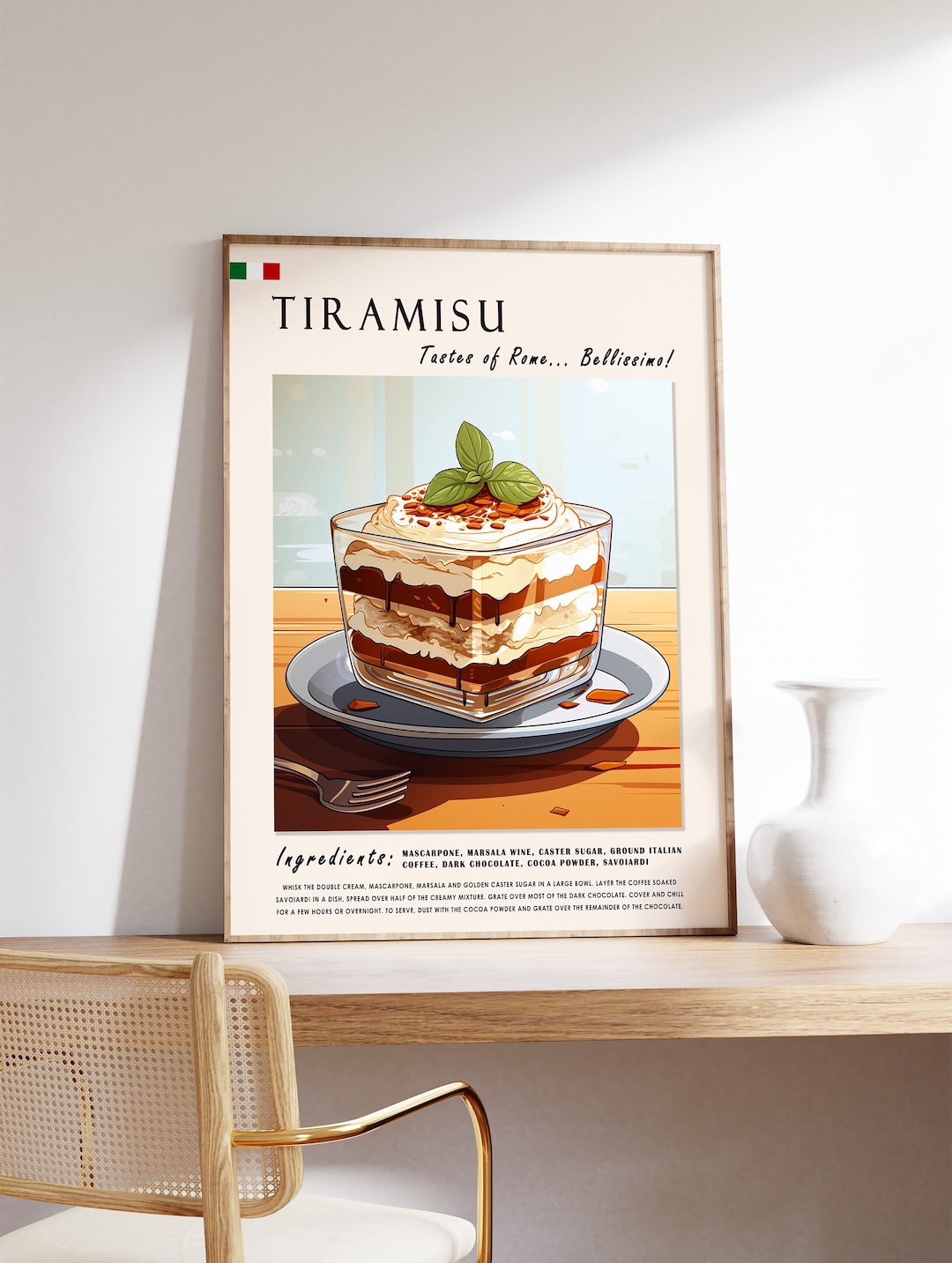 Italian Tiramisu Food Poster, Kitchen Wall Art - Etsy