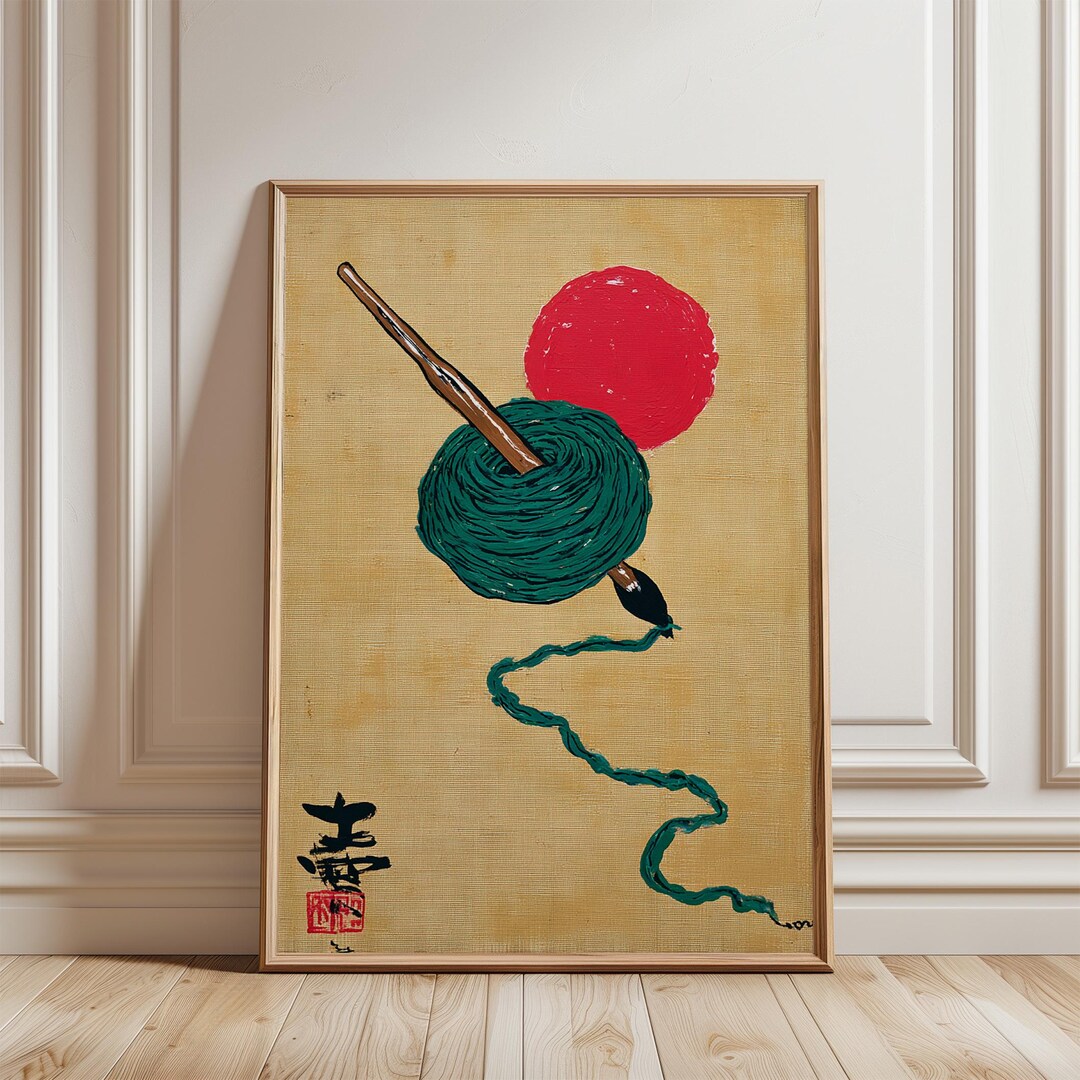 Green Thread and Needle Poster | Japanese Minimal Textile Art ...