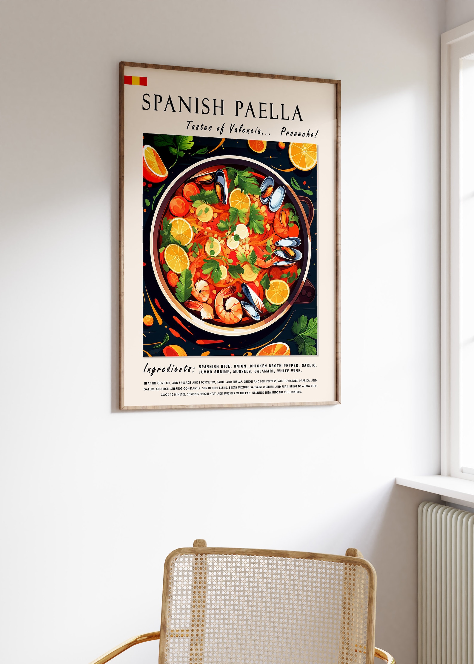 Spannish Paella Food Poster, Spanish Food Print, Spain Decor, Kitchen ...