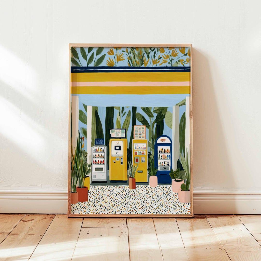Vending Machine Poster, Japan Print, Retro Poster, Colorful Wall Art ...