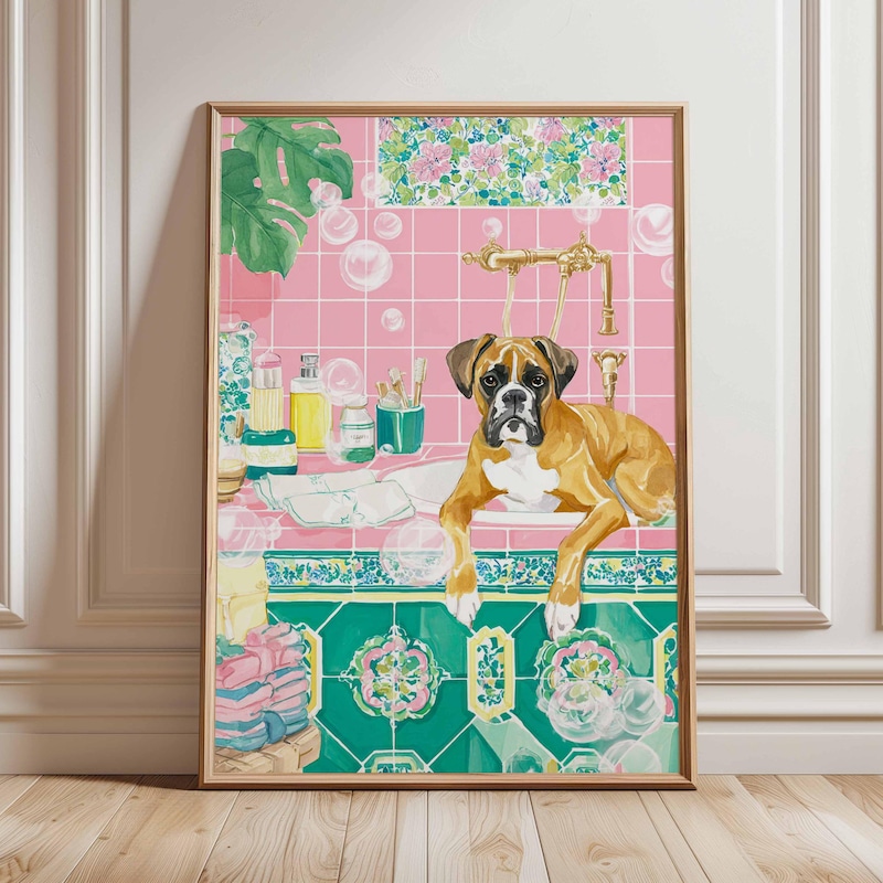 Boxer Dog Poster Bath - Etsy UK