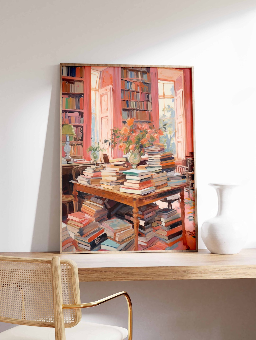 Vintage Library Poster, Book Shop Print, Book Lovers Gift, Reading Gift ...