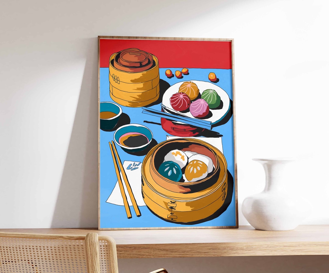 Chinese Food Poster, Dim Sum Poster, Dinner Table Food Print, Kitchen ...