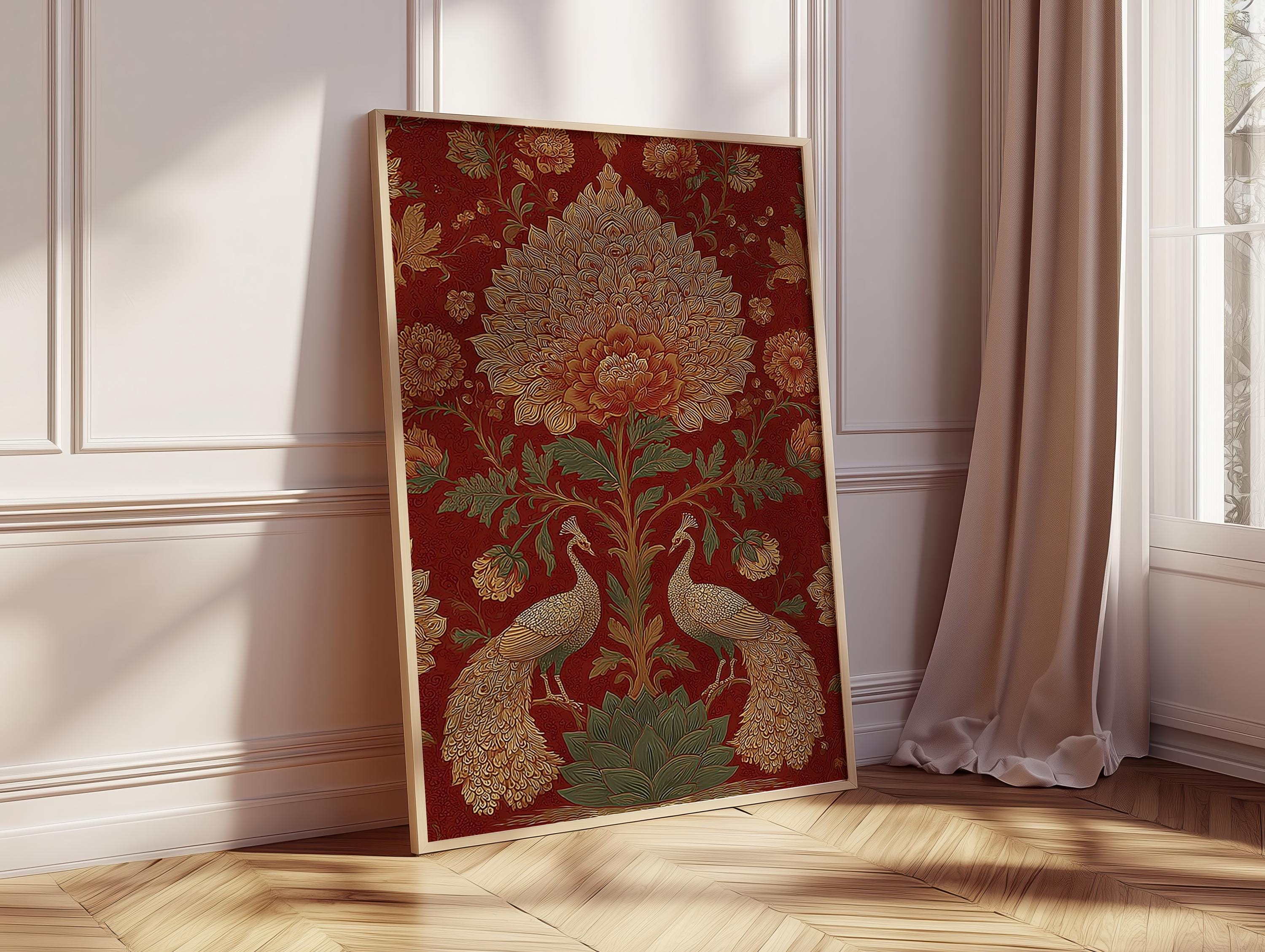 Indian Peacock Wall Art, Heritage Floral Pattern Poster, Mughal ...