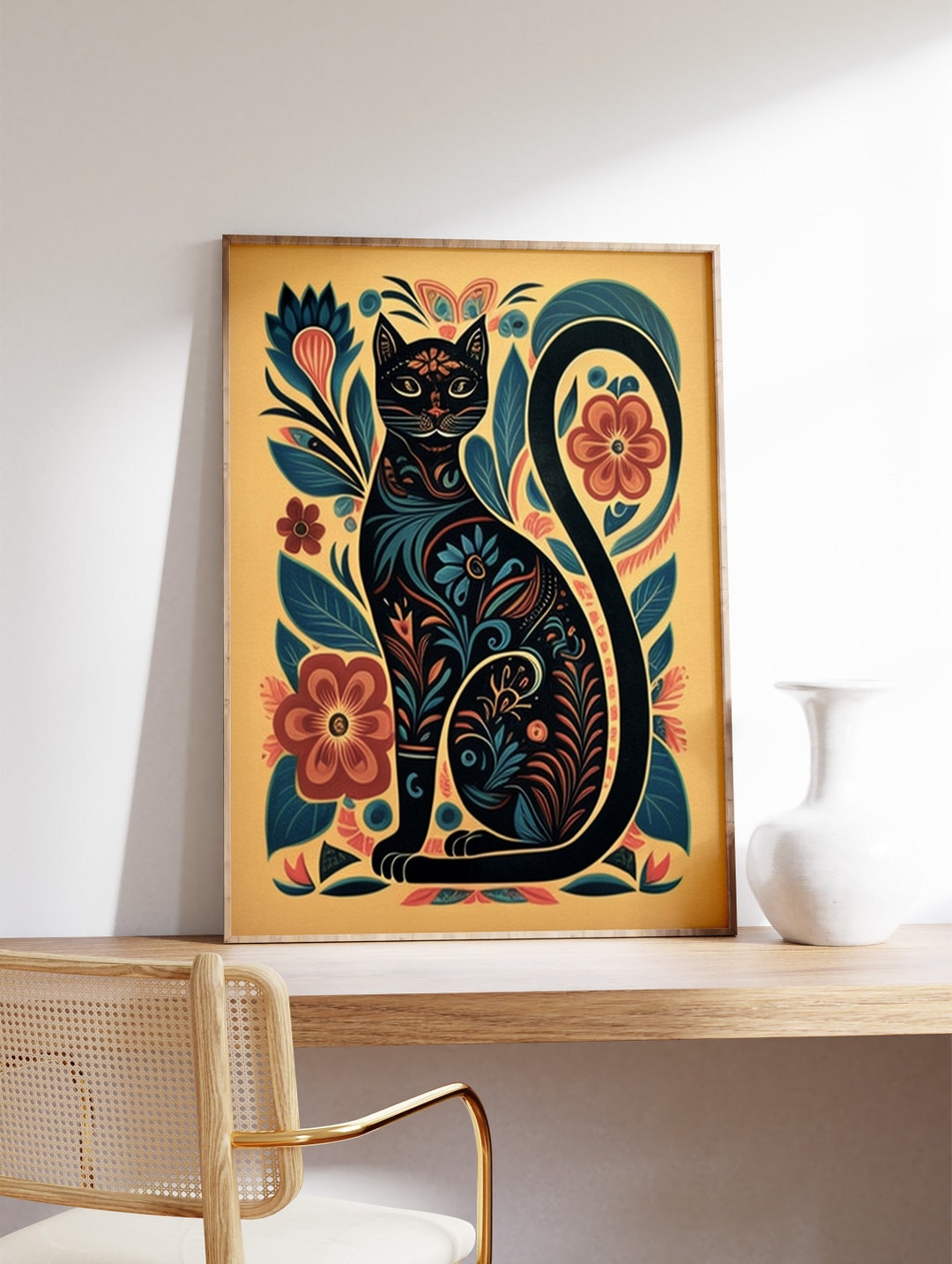 Mexican Cat Poster, Cat Print, Mexican Art Print, Vintage Mexican Wall ...