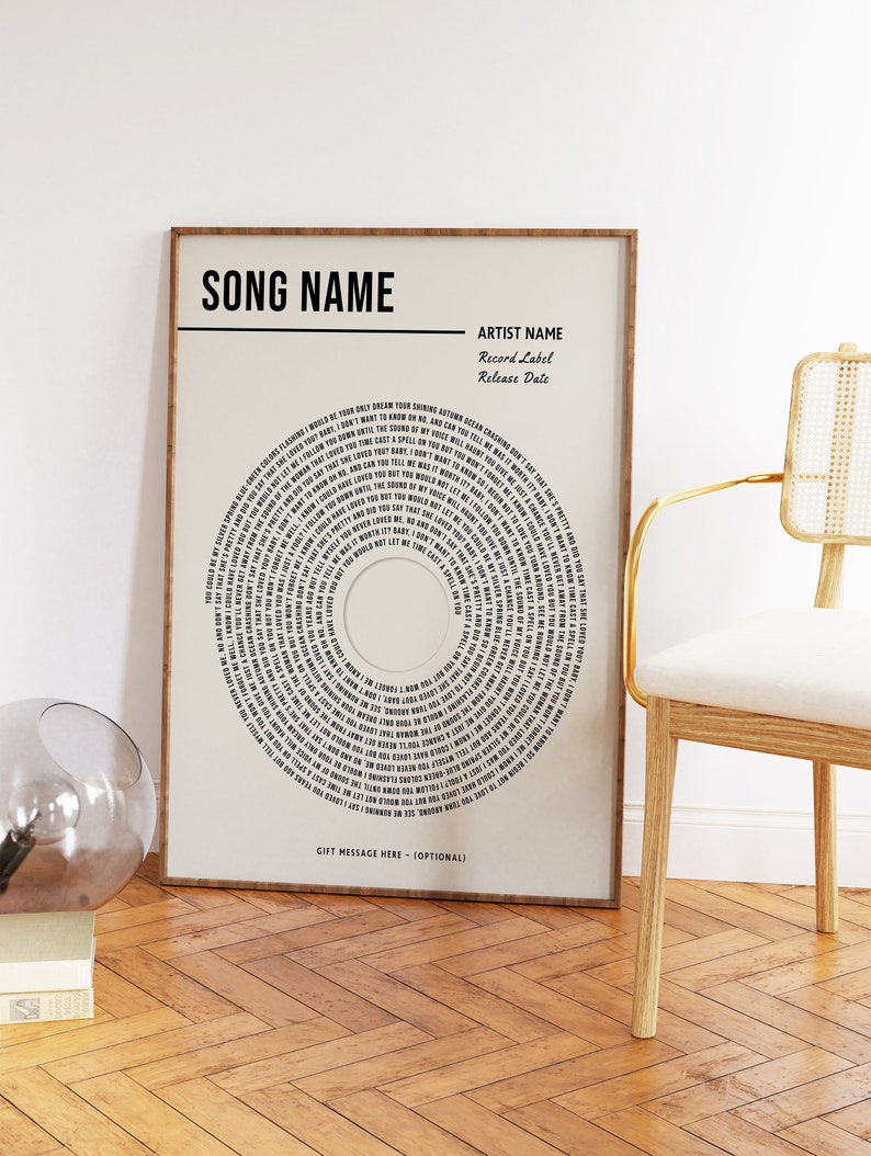 Custom Vinyl Lyrics Print Personalised Music Poster - Etsy