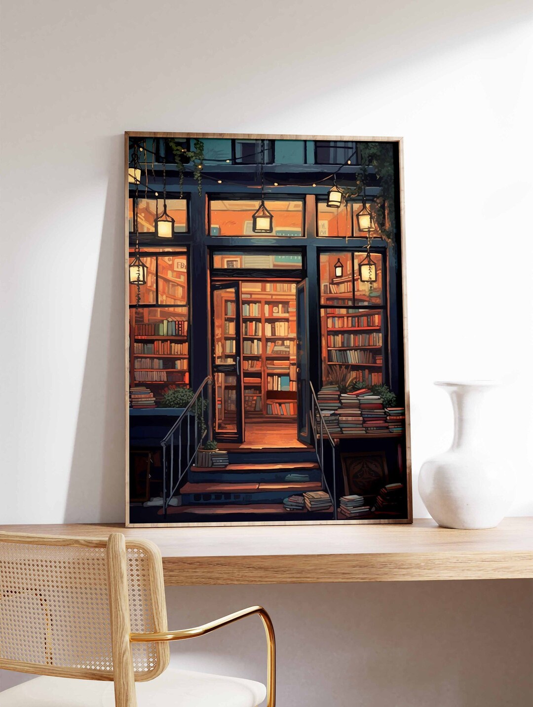 Vintage Book Store Poster, Book Shop Print, Book Lovers Gift, Reading ...