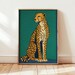 Cheetah Art Print, Turquoise African Safari Decor - Etsy