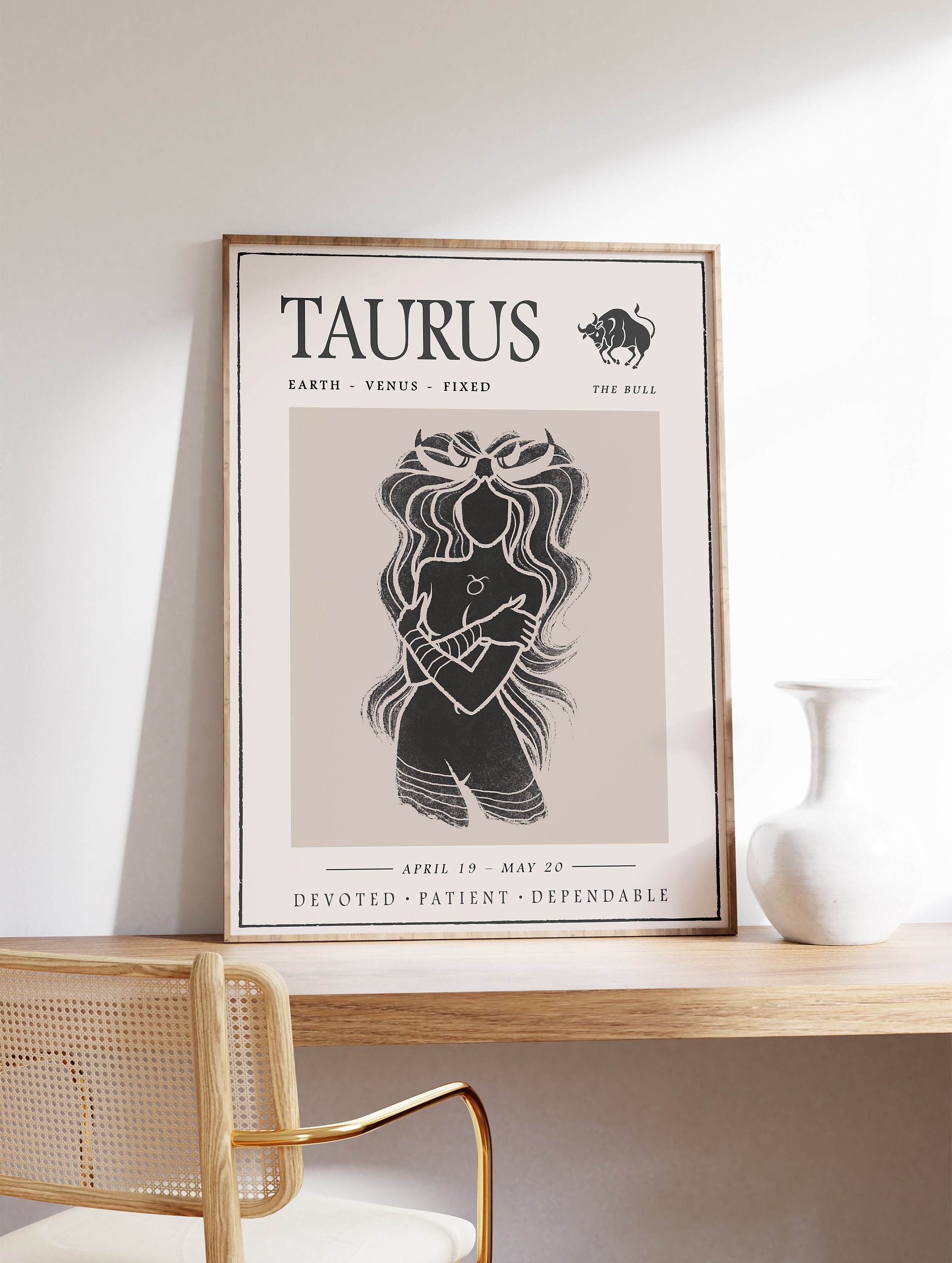 Star Sign Poster Taurus Star Sign Print Birthday Gift - Etsy