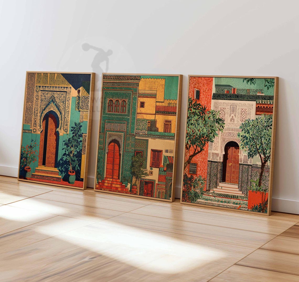 Set of 3 Moroccan Architecture Posters, Arabic Doorway Wall Art ...