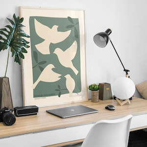 Dove Illustration Poster, Bird Wall Art, Animal Decor, Wildlife Print ...
