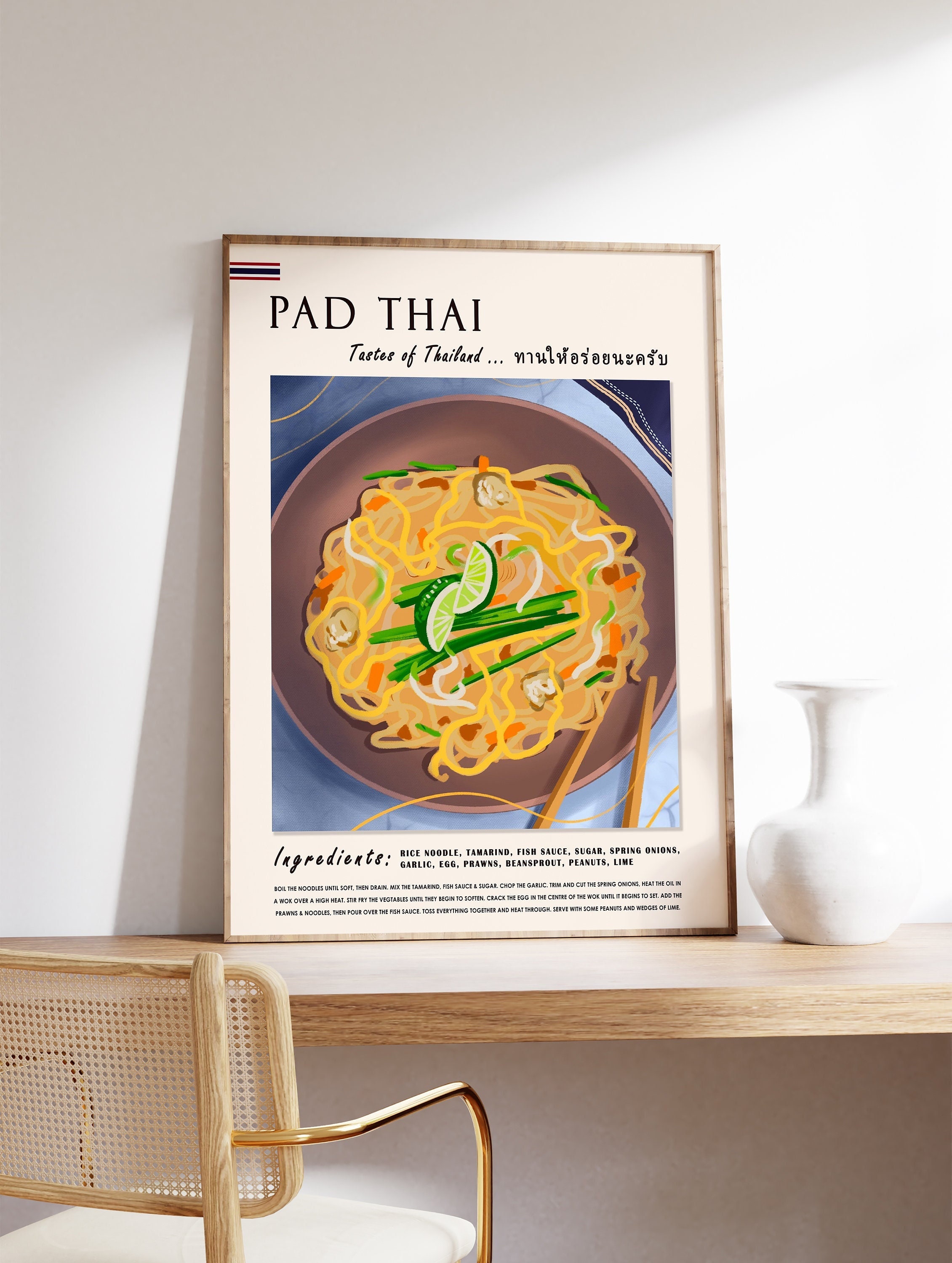 Pad Thai Food Poster Thai Food Art Thailand Print Asian - Etsy