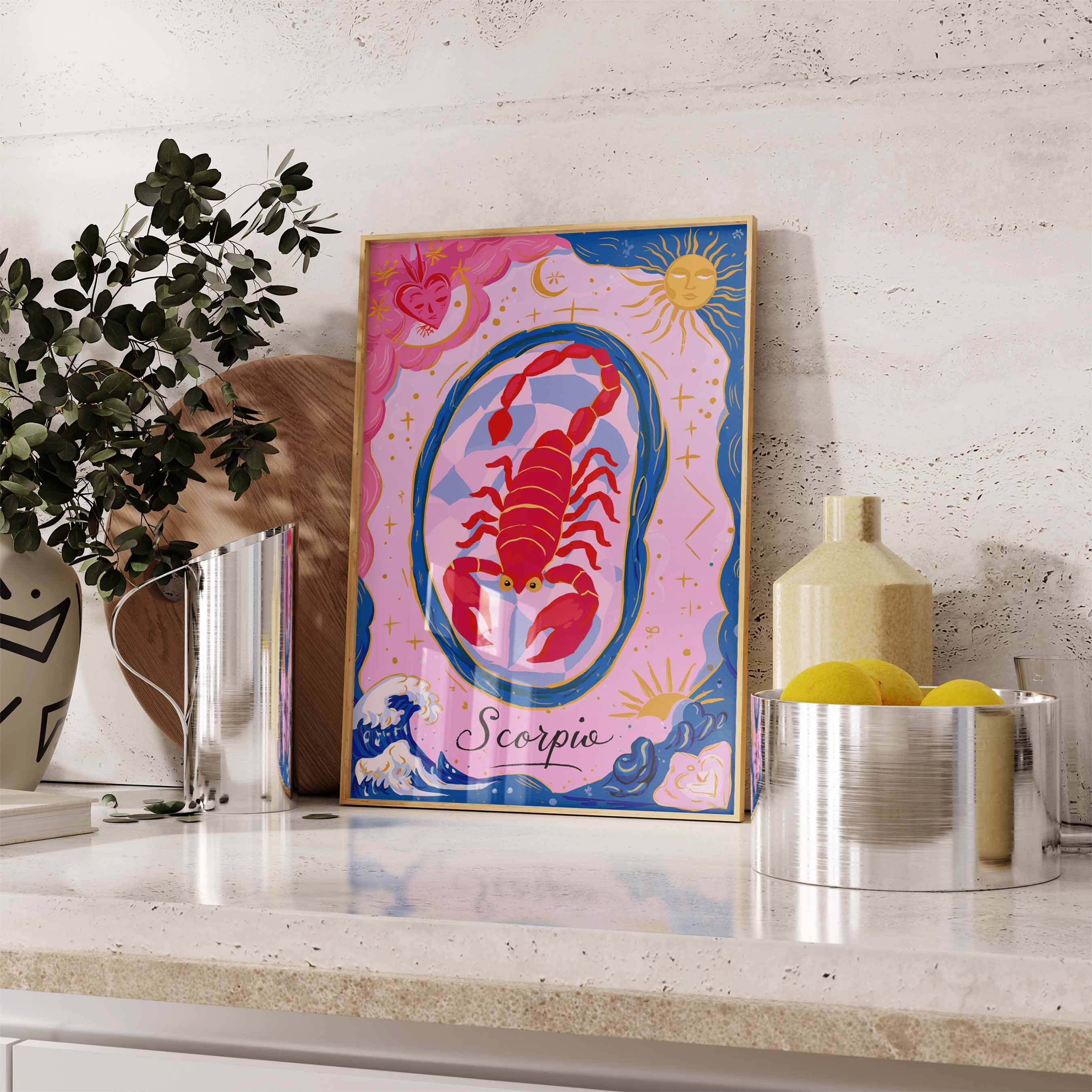 Scorpio Zodiac Poster, Celestial Boho Bedroom Art - Etsy
