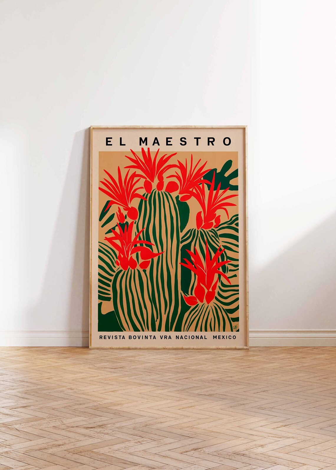 Vintage Mexican Cactus Poster, Colourful Mexican Art Prints, Mexican ...