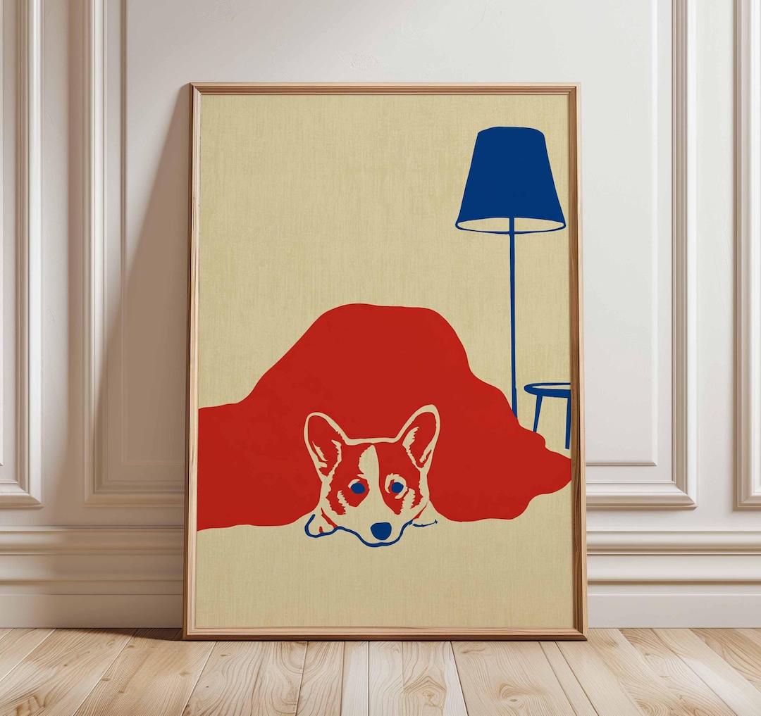 Minimalist Corgi Wall Art Print, Modern Dog Poster, Cute Pet ...
