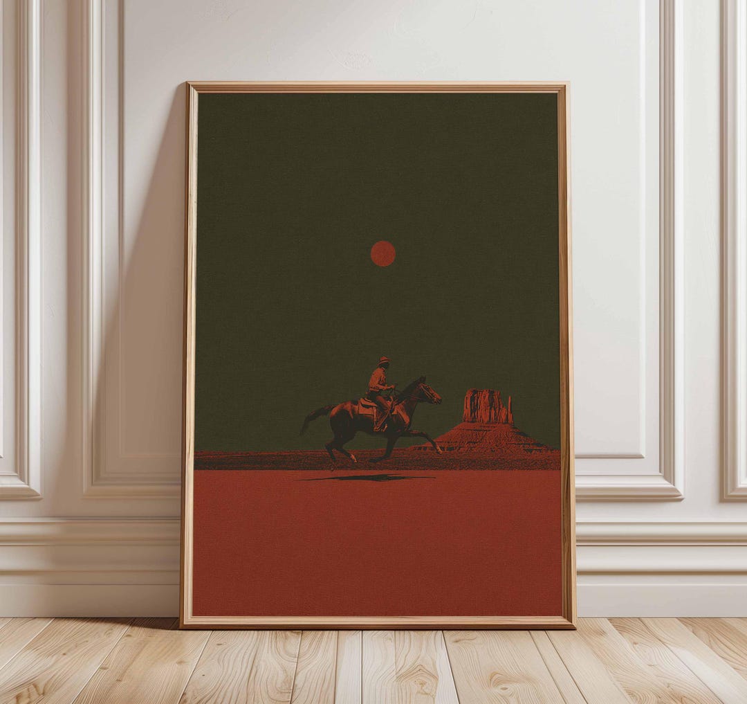 Retro Horseback Riding Poster, Vintage Cowboy Wall Art, Western Horse ...
