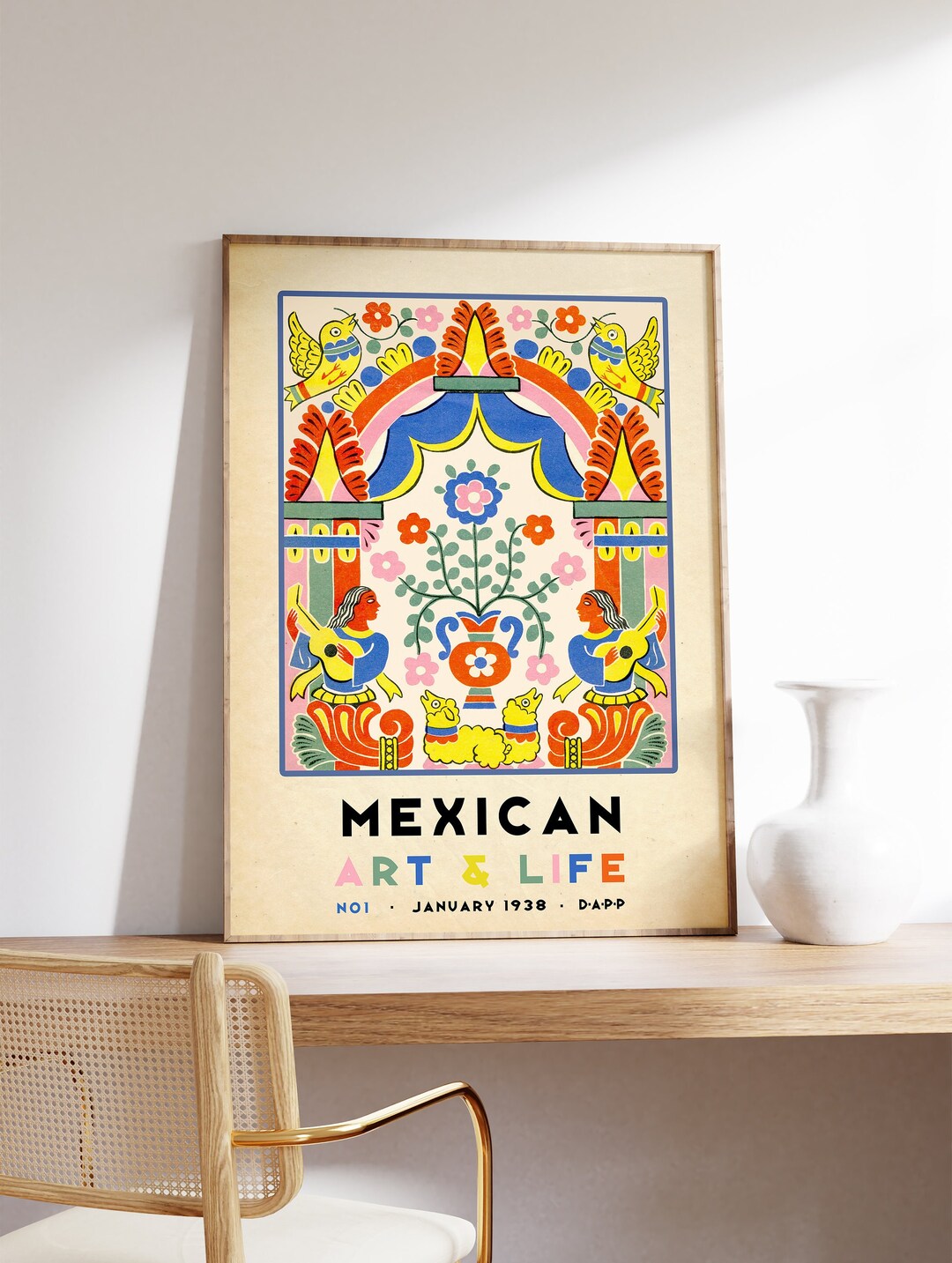 Mexican Exhibition Art Poster, Mexican Print, Floral Vintage Wall Art ...