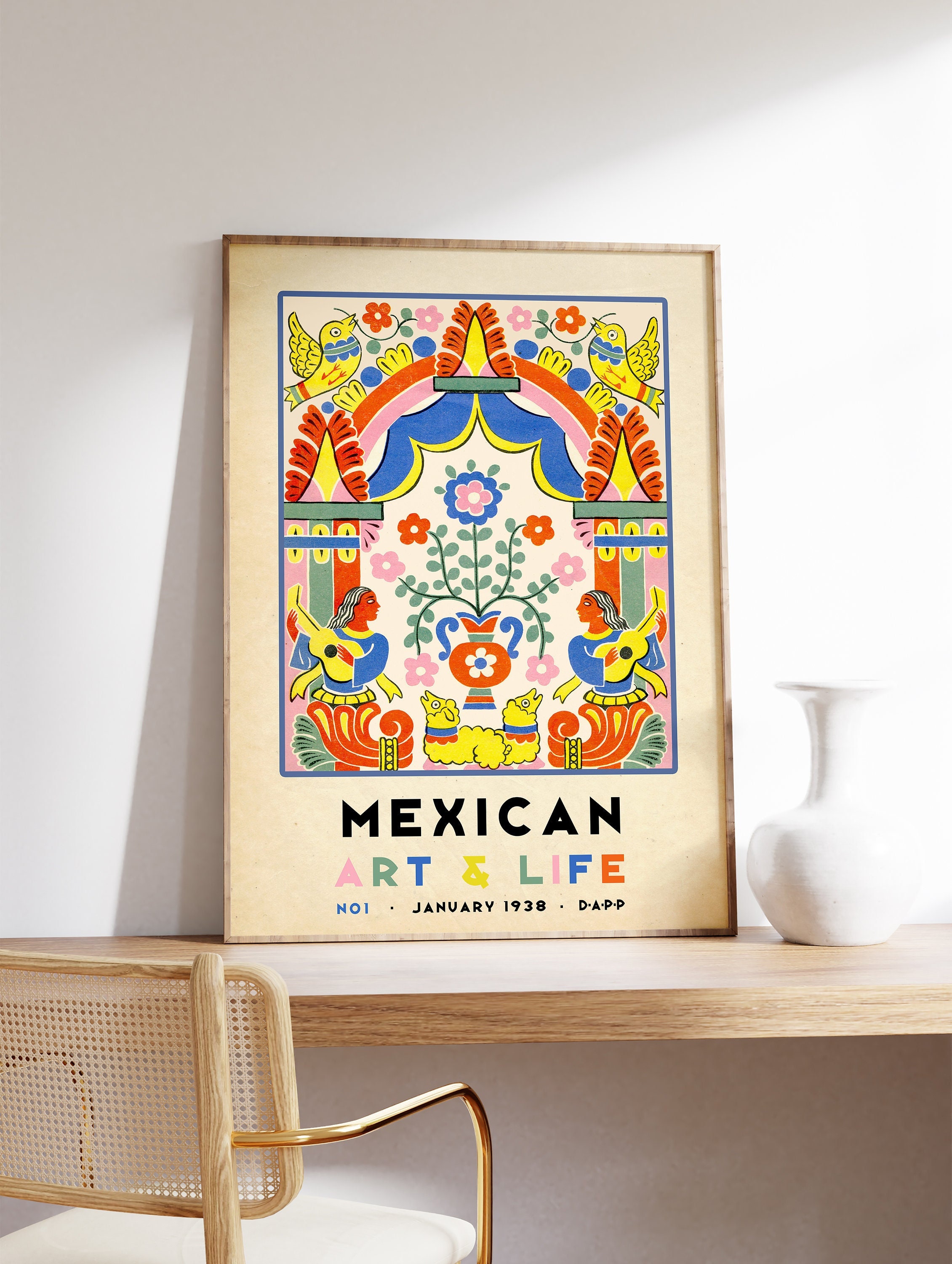 Mexican Exhibition Art Poster Mexican Print Floral Vintage - Etsy