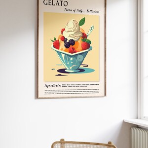 Gelato Poster, Italian Food Art, Ice Cream Food Poster, Kitchen Decor ...