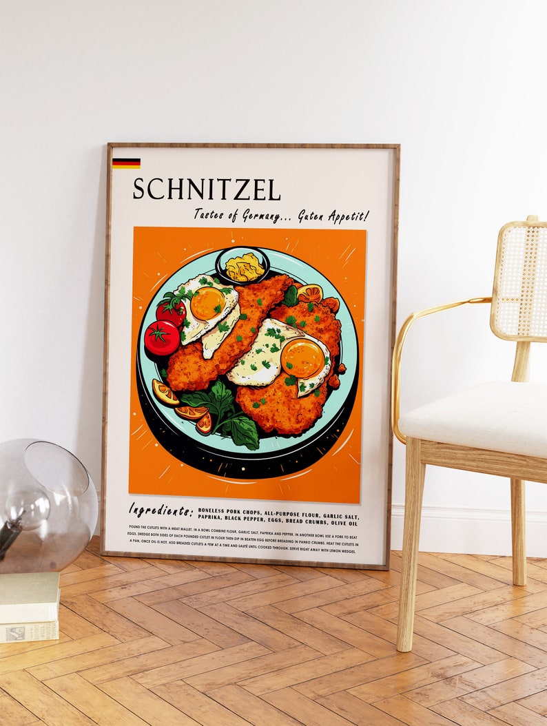 Austrian Schnitzel Food Poster, Austrian Food Print, European Food ...