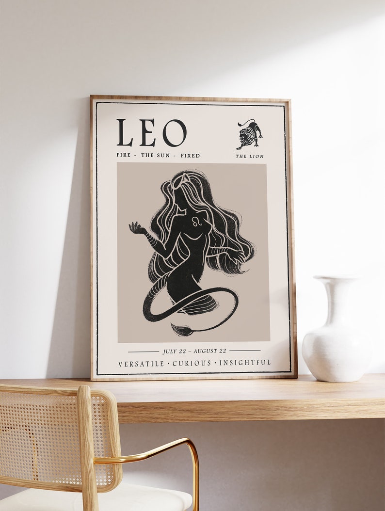 Leo Star Sign Poster, Boho Zodiac Art Print, Astrology Gift - Etsy