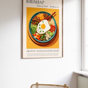 Korean Bibimbap Food Poster, South Korean Food Print, Asian Food Art ...