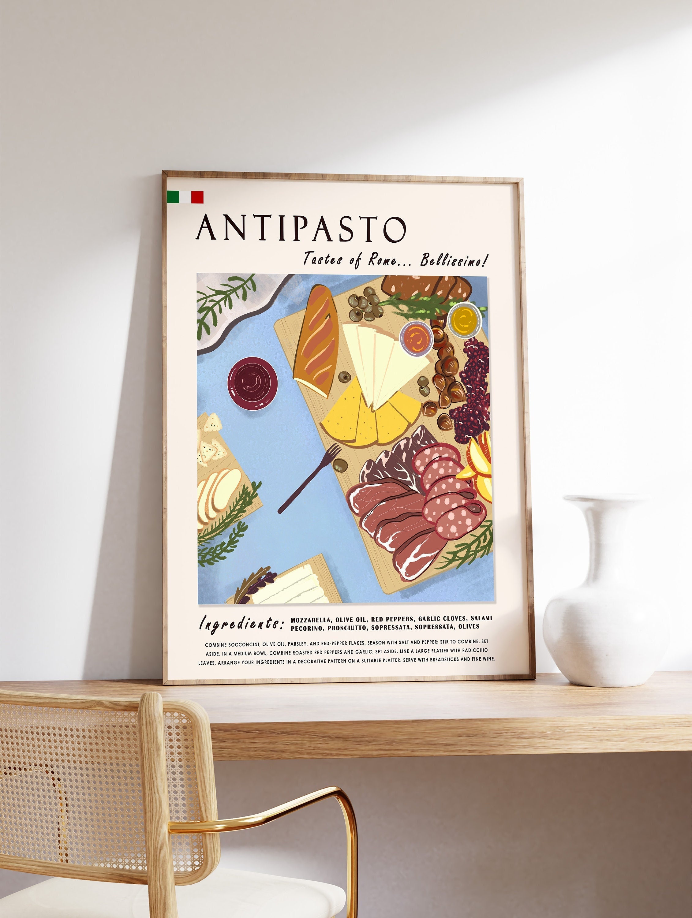 Italian Food Poster Art Poster Rome Travel Poster Kitchen - Etsy