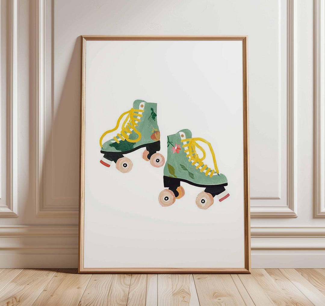 Retro Roller Skates Art Print | Vintage Pop Wall Art | Colorful ...