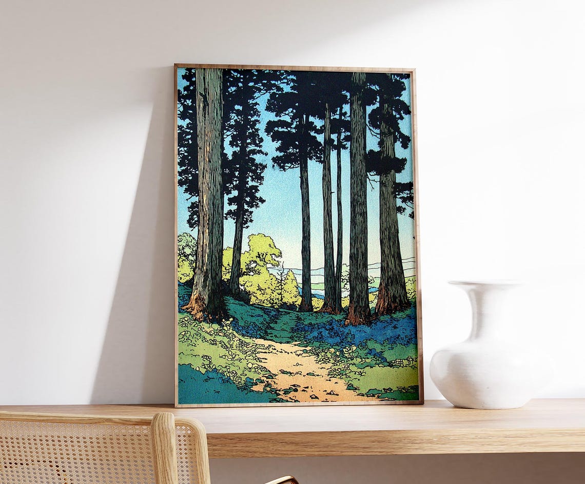 Vintage Forest Poster, Woodland Path Wall Art, Tranquil Nature Print ...