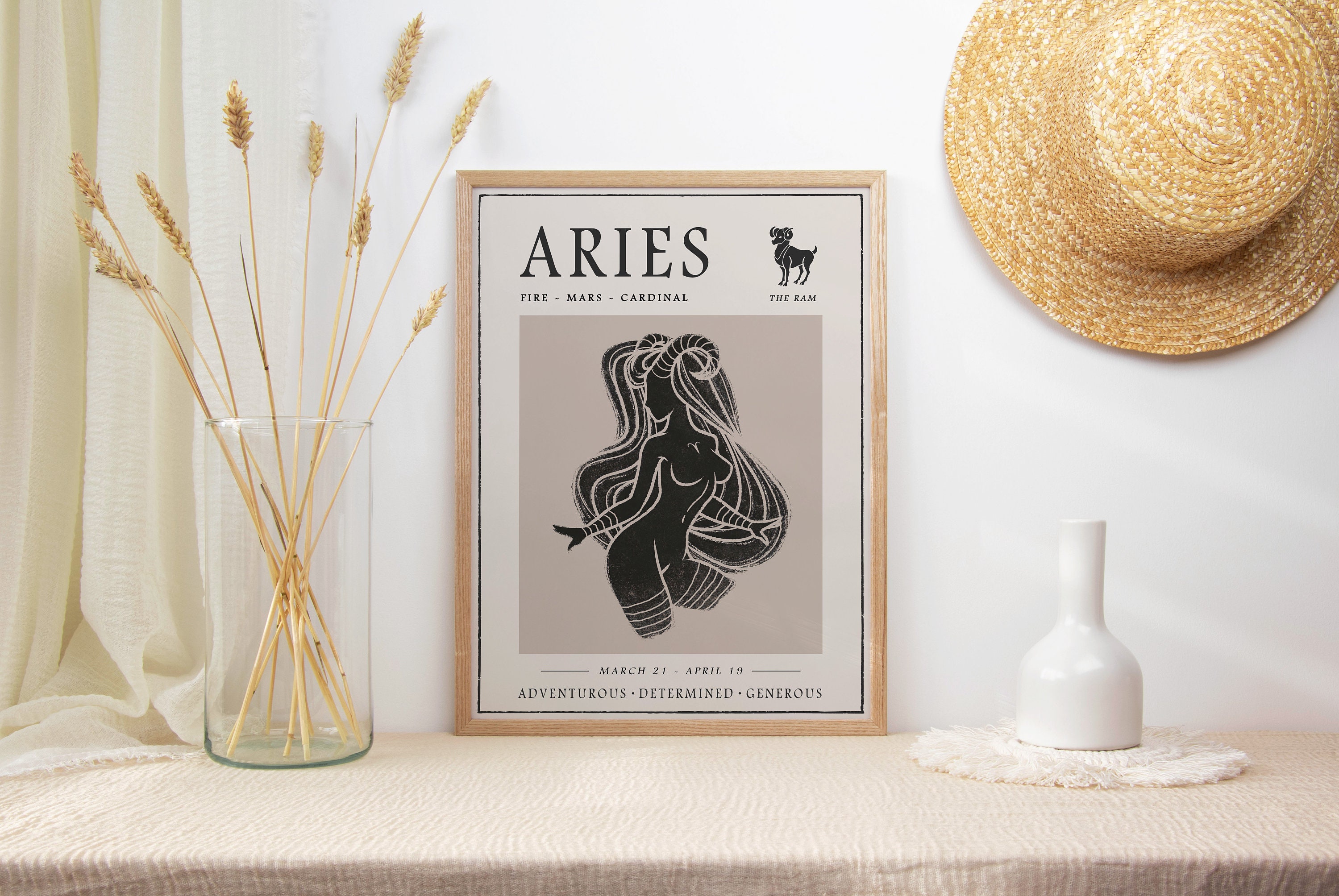 Star Sign Poster Aries Star Sign Print Birthday Gift - Etsy