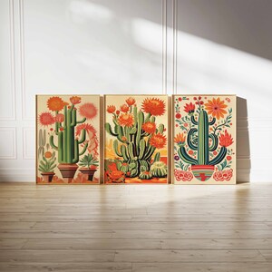 Mexican Set of 3 Cactus Posters, Mexican Floral Prints, Mexico Scenery ...
