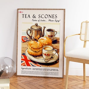 British Tea and Scones Poster, British Food Print, English Food Poster ...