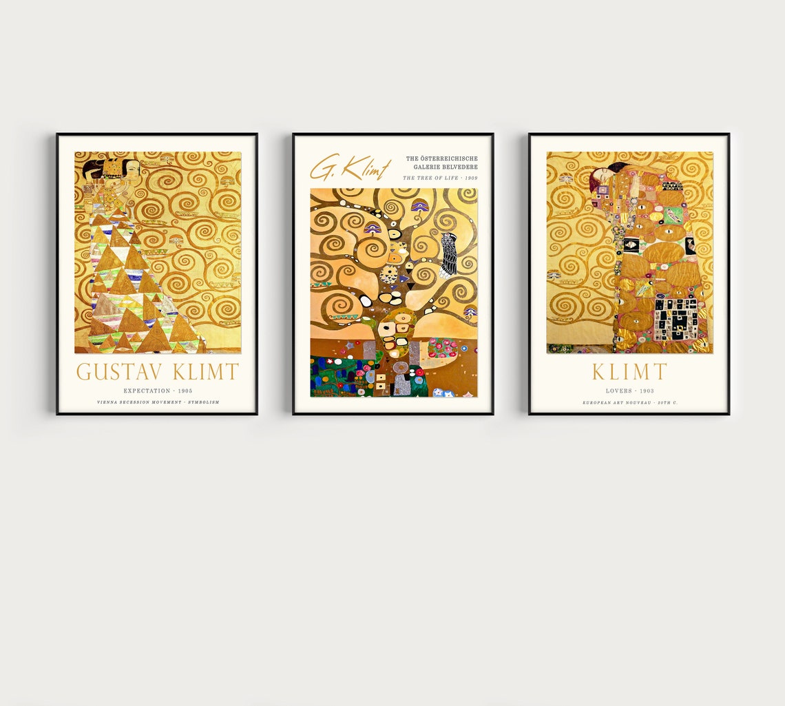 Gustav Klimt Set of 3 Posters Poster Sets Gallery Wall the | Etsy UK